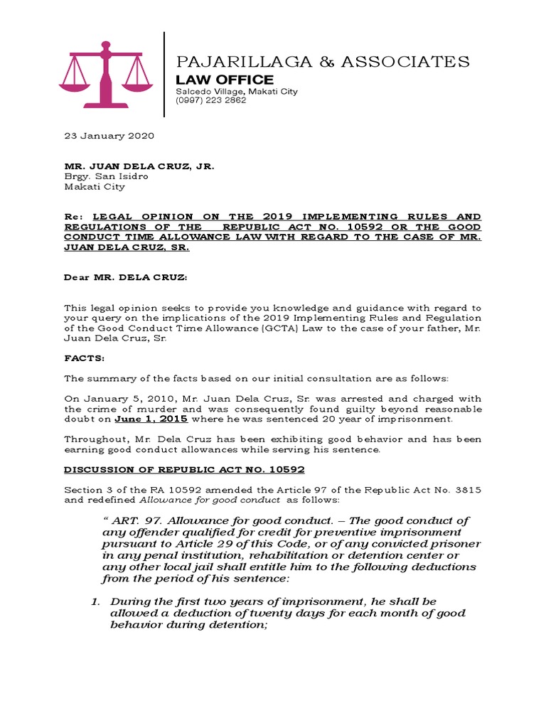 Sample Legal Opinion | PDF | Sentence (Law) | Crime & Violence