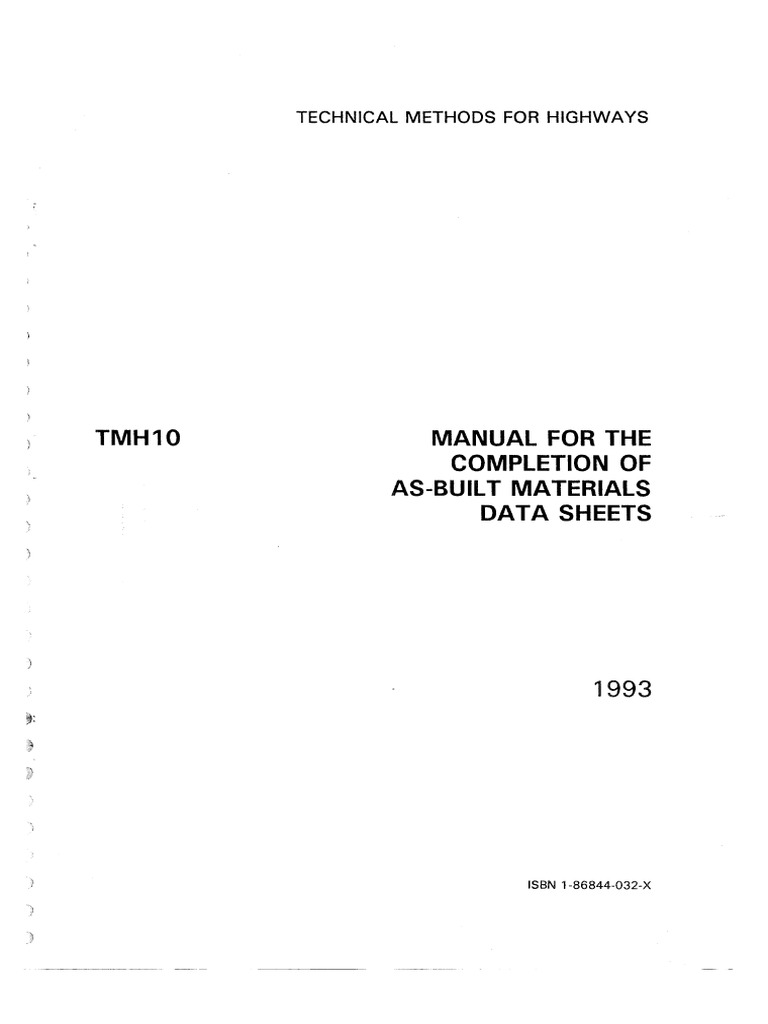 TMH 10 Manual For The Completion of As-Built Materials Data Sheets | PDF