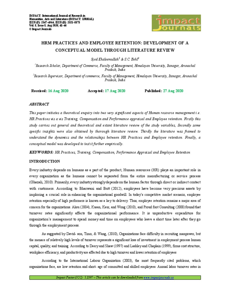 IJRHAL - HRM Practices and Employee Retention Theory | PDF | Employee ...