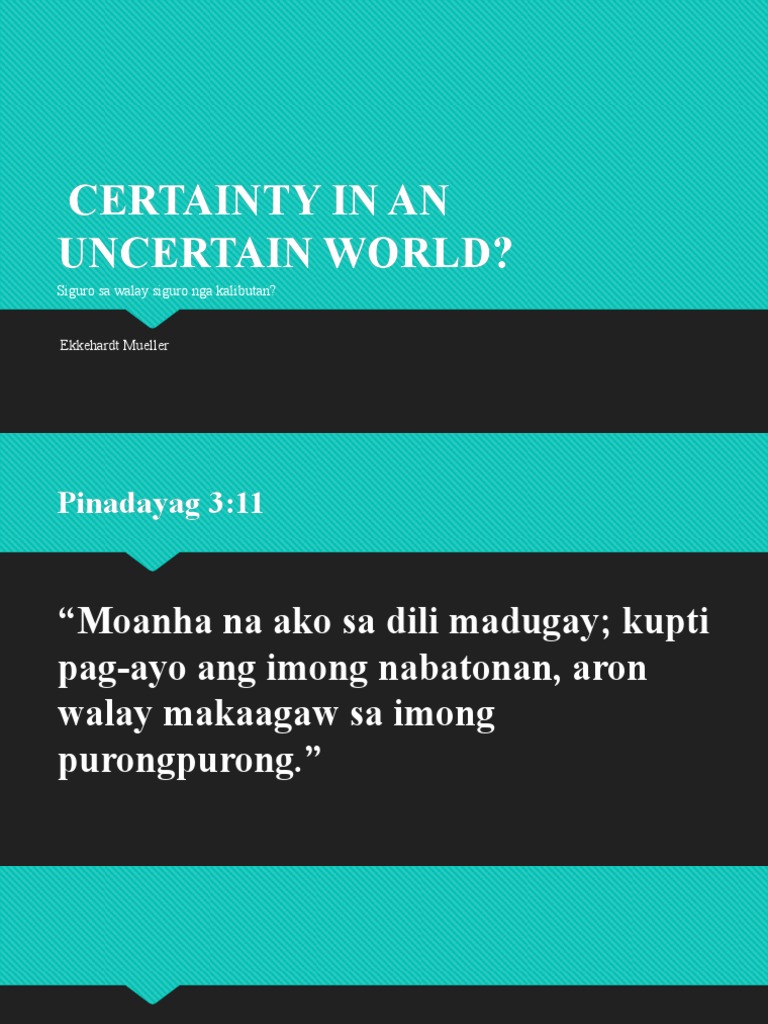 Certainty in An Uncertain World | PDF | Assurance (Theology ...