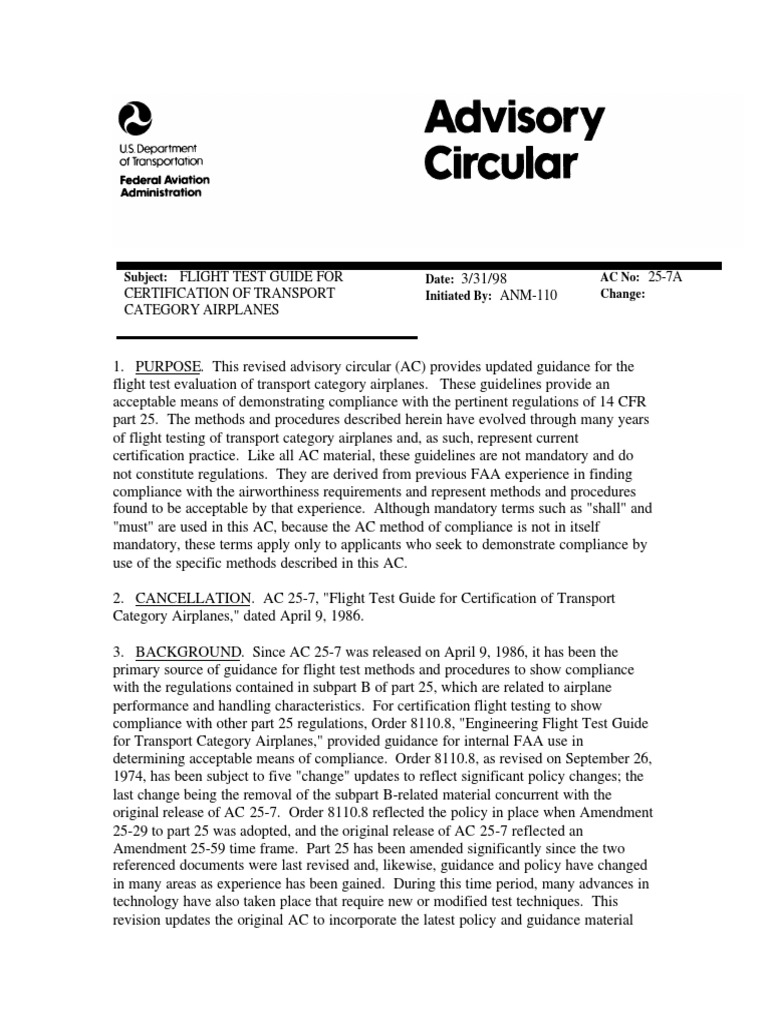 FAA-AC 25-7A - Flight Test Guide For Certification of Transport ...