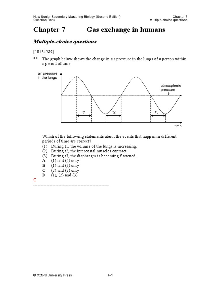 Gas Exchange in Humans: Multiple-Choice Questions | PDF | Lung | Breathing