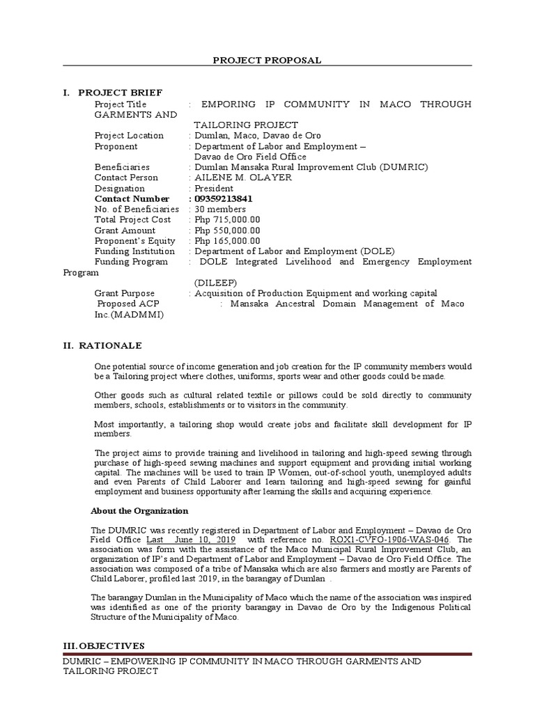 Garments Project Proposal Final1 | PDF | Seam (Sewing) | Sewing