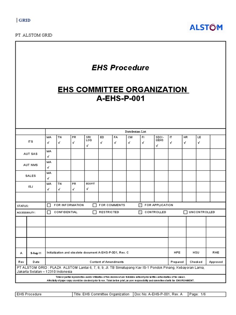 EHS Committee Structure and Roles | PDF | Policy | Risk