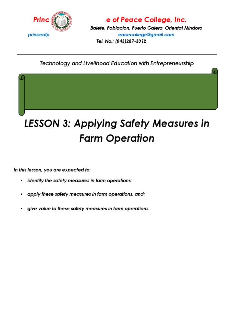 Module 3-Applying Safety Measures in Farm Operations | PDF | Waste ...