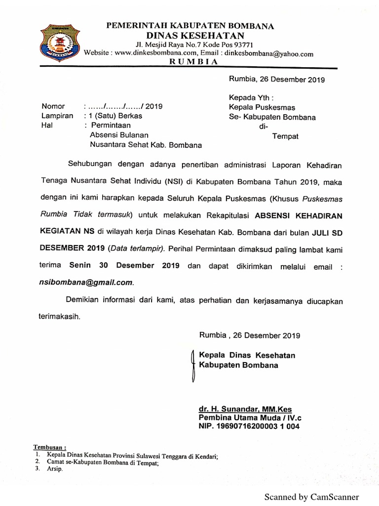 Surat Permintaan Absensi