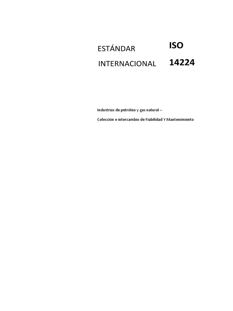 Norma Iso - 14224 | PDF | Ingeniería de confiabilidad | Organización ...