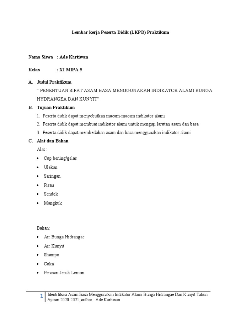 LKPD Praktikum Asam Basa Risma Fitriya | PDF