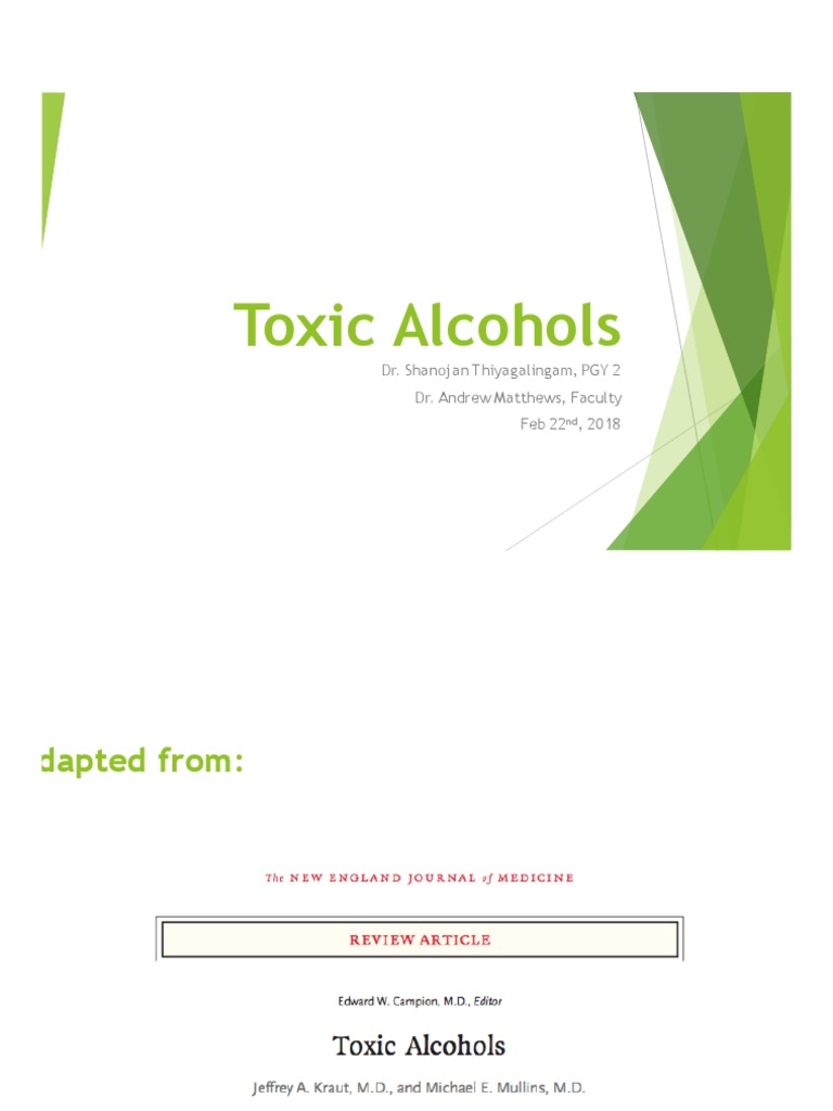 Toxic Alcohols - High Yields NEJM | PDF | Methanol | Ethanol