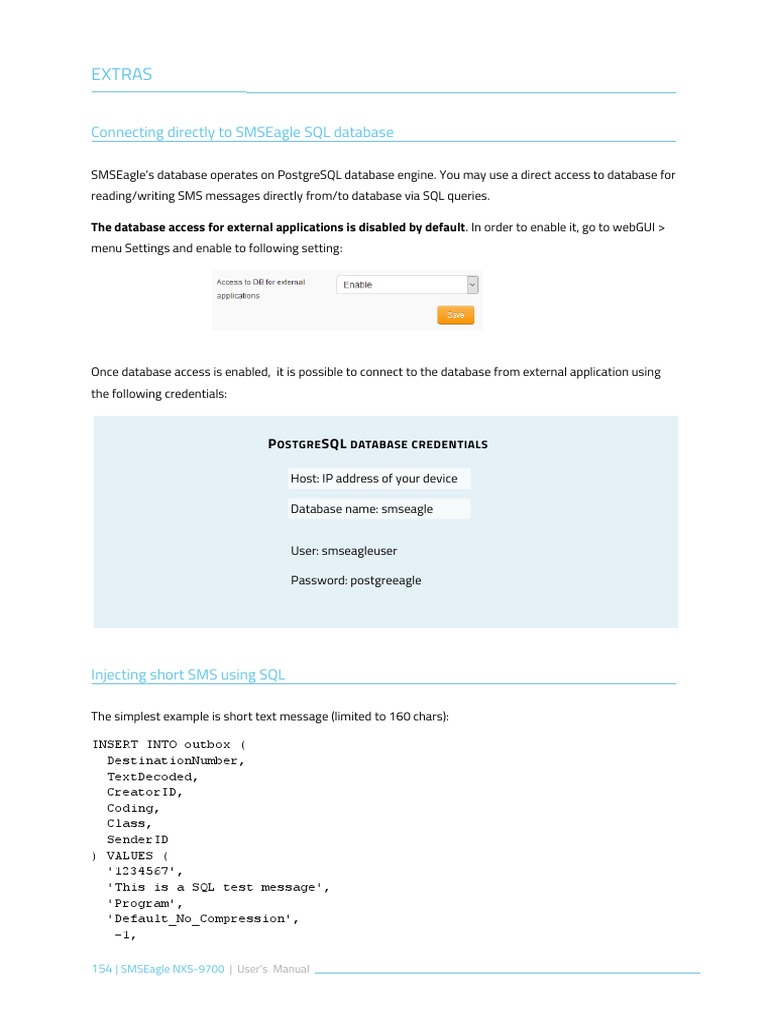 Extras: Connecting Directly To Smseagle SQL Database | PDF | Databases ...