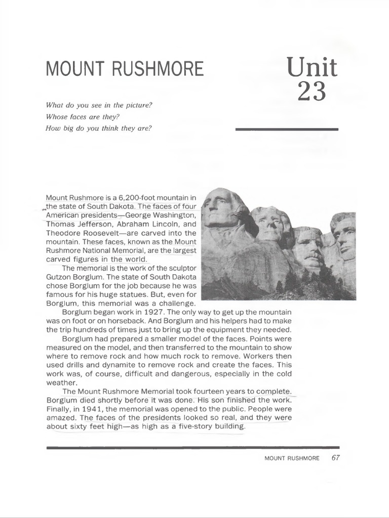 Unit 23 Mount Rushmore | PDF | Sculpture | Memorial