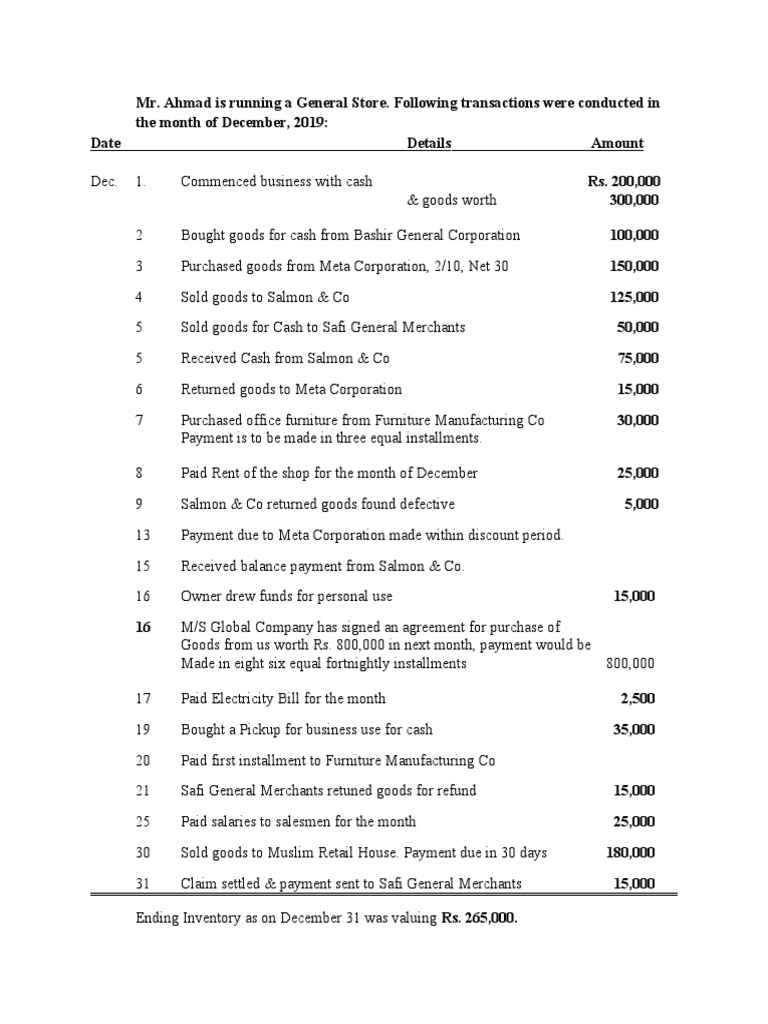 Basic Accounting Excercise (Goods) | PDF | Debits And Credits ...