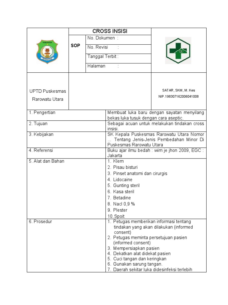 Prosedur Tindakan Cross Insisi | PDF
