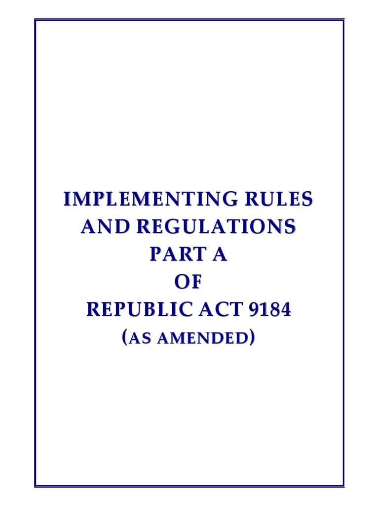 IRR A Amended RA 9184 | PDF | Procurement | Policy