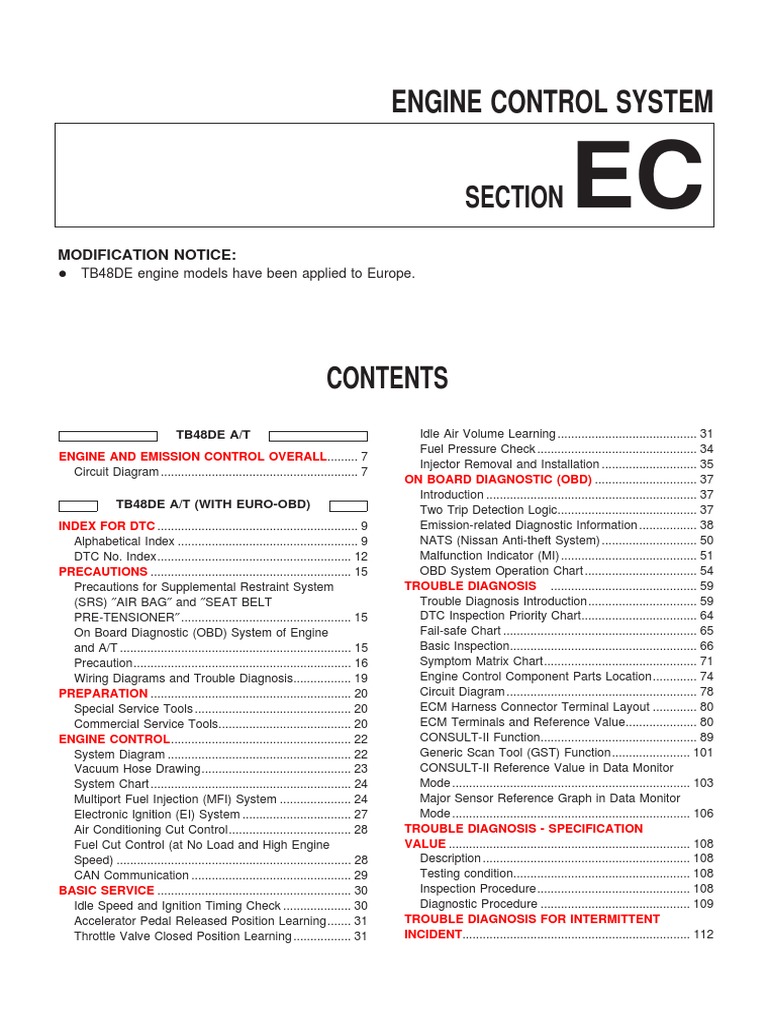 Engine Control System: Section | PDF | Medical Diagnosis | Fuel Injection