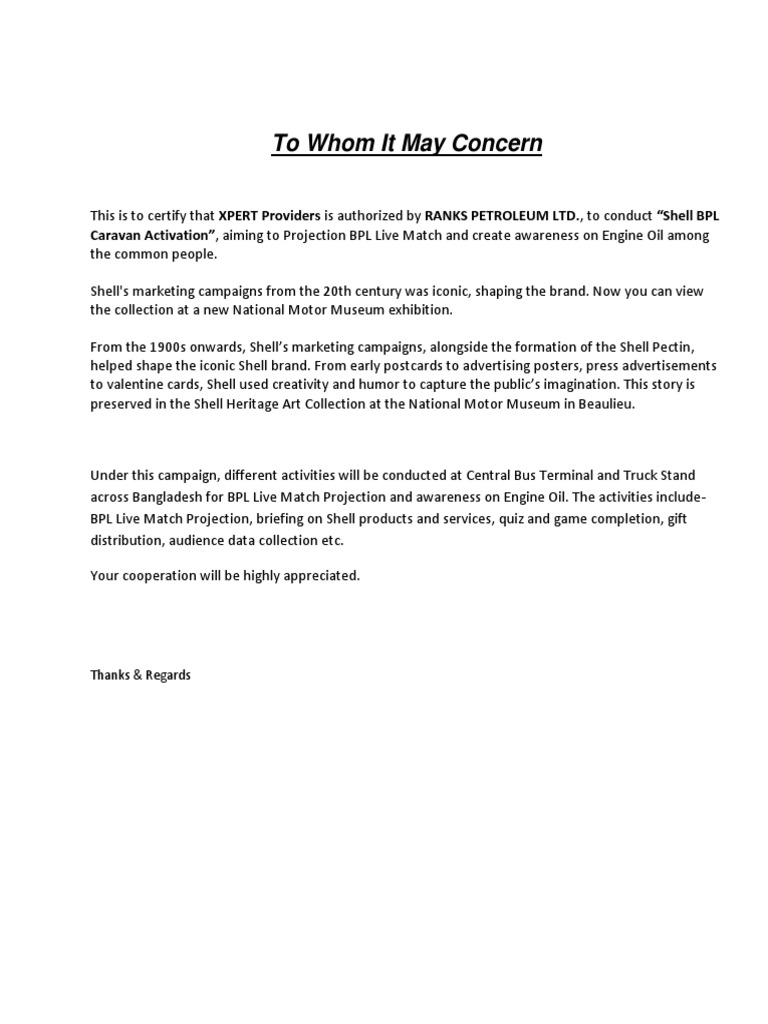 Shell Authorization Letter V.02 | PDF