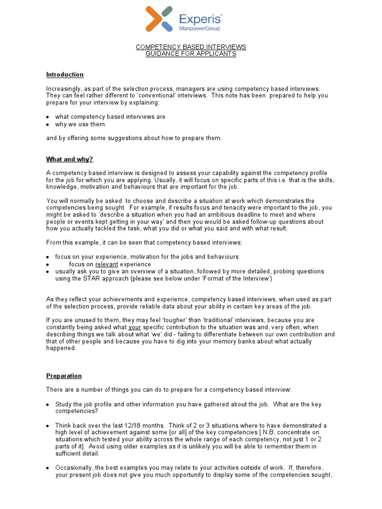 Competency Based Interview Notes | PDF | Competence (Human Resources ...