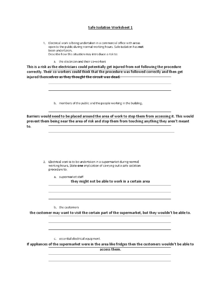Safe Isolation Procedure Checklist | PDF