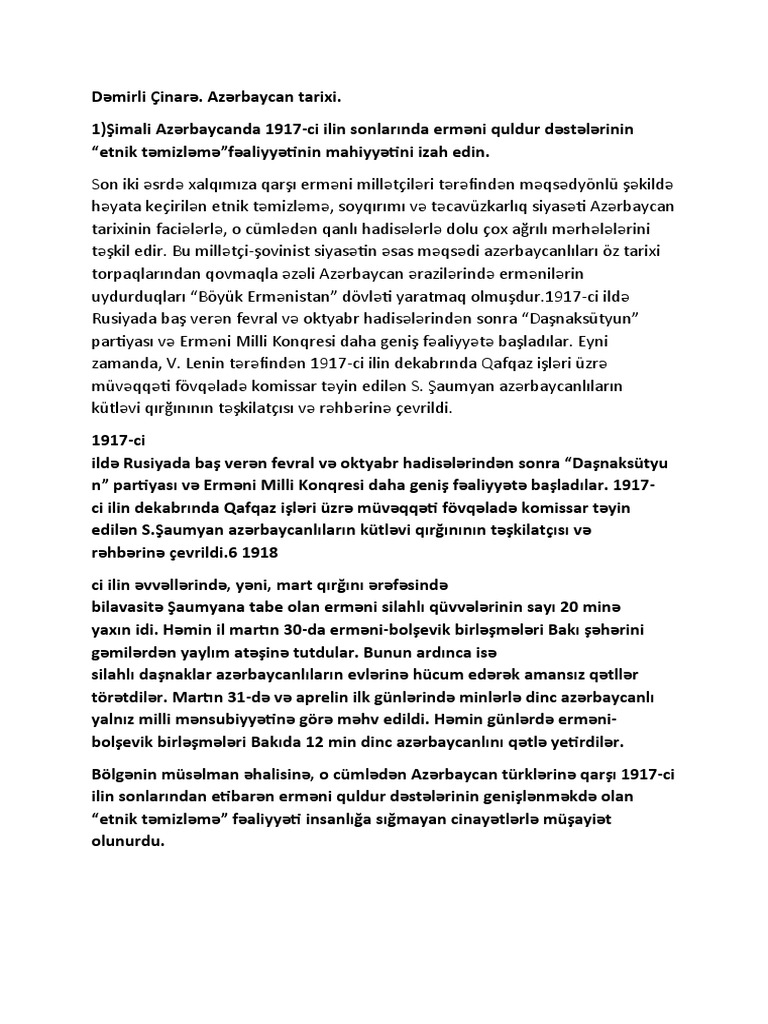 Tarix Sual Cavab | PDF