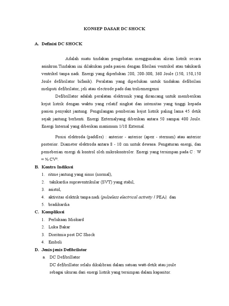 Konsep Dasar DC Shock Dan Ceklist | PDF