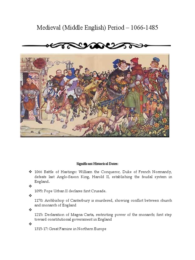 Medieval (Middle English) Period - 1066-1485: Significant Historical ...