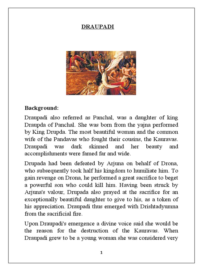 Draupadi Also Reffered As Panchali | PDF | Mahabharata | Ancient Indian ...
