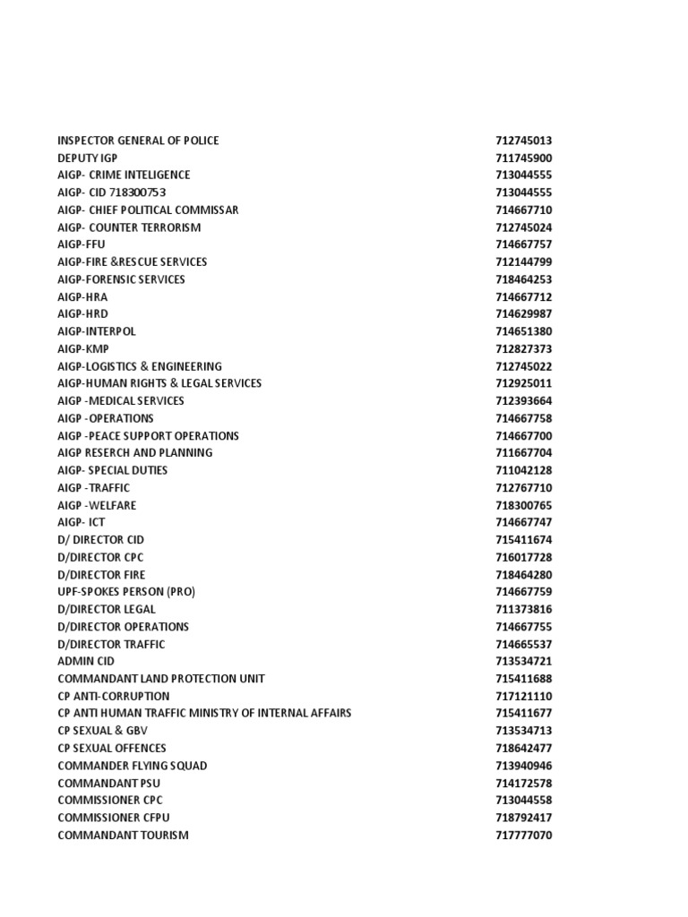 Police Numbers | PDF | Law Enforcement | Crime & Violence