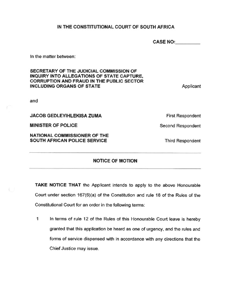 State Capture Commission Versus Jacob Zuma | PDF