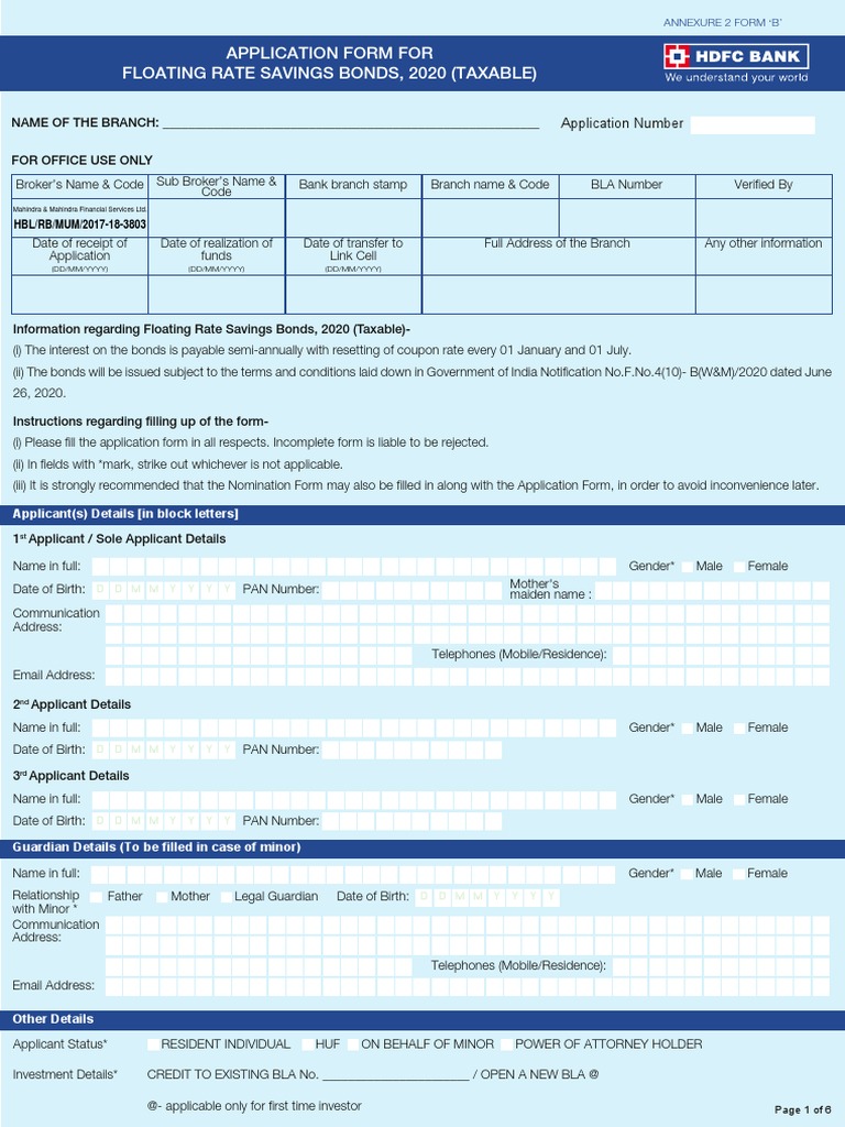 RBI Floating Rate Savings Bonds 2020 | PDF | Bonds (Finance) | Cheque