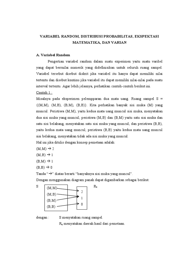 Variabel Random, Distribusi Probabilitas, Ekspektasi Matematika, Varian ...