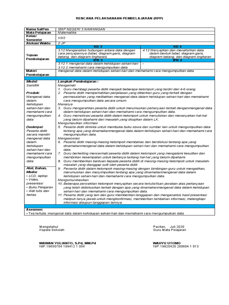 RPP MTK 7 Bab 5 SMT 2 1hal | PDF | Karier & Perkembangan