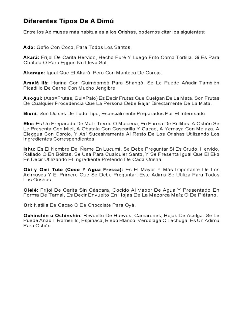 Adimu Diversos Awo Irete Lazo | PDF | Maíz | Batata