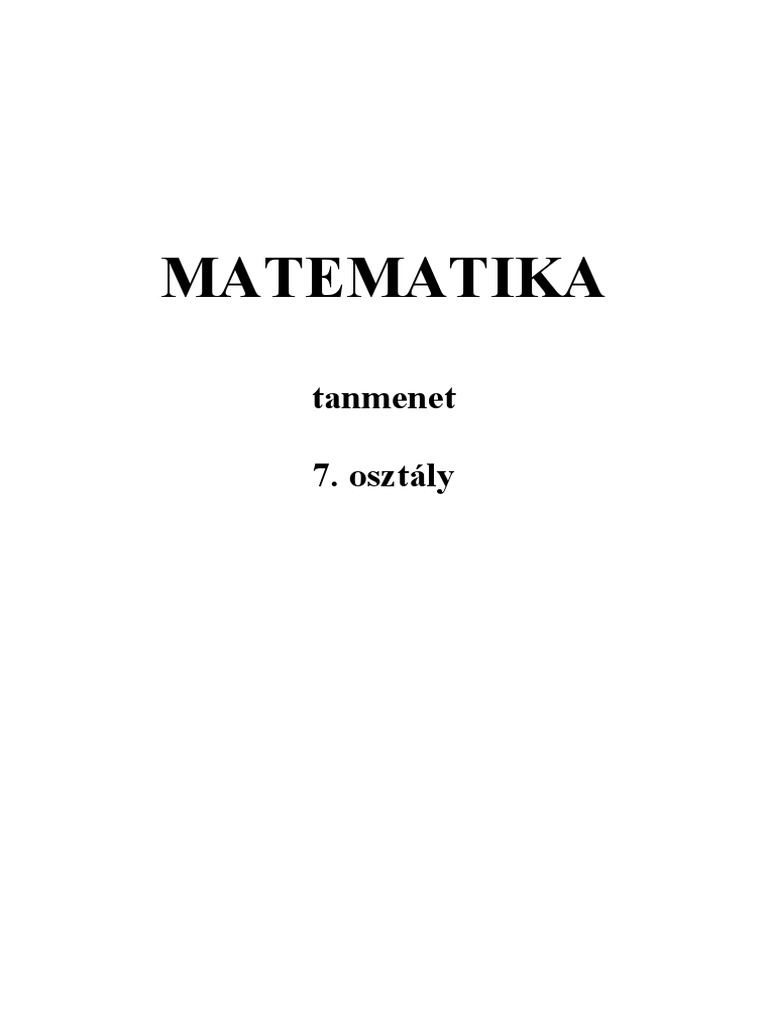 Matematika 7.oszt. TANMENET | PDF