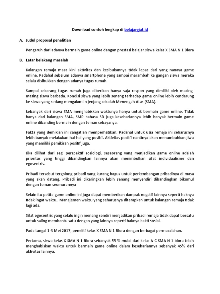 Contoh Proposal Penelitian Pendidikan | PDF