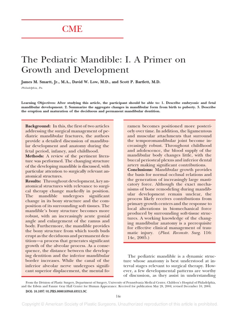 The Pediatric Mandible I. A Primer On Growth and Development | PDF ...