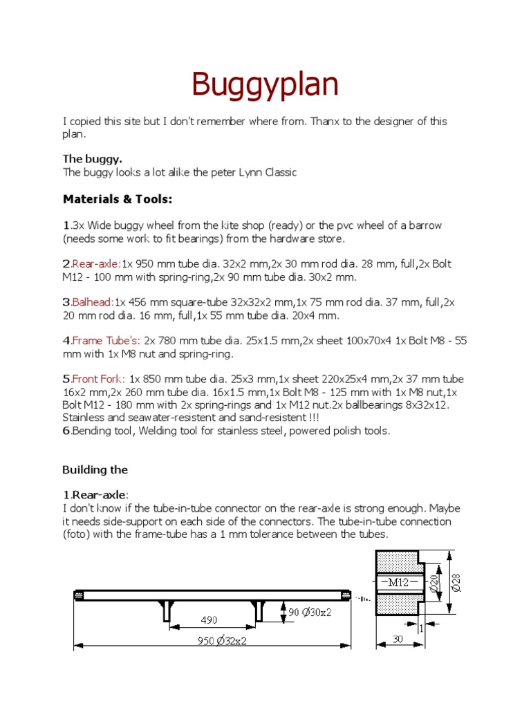 Buggy Plan | PDF | Pipe (Fluid Conveyance) | Manufactured Goods