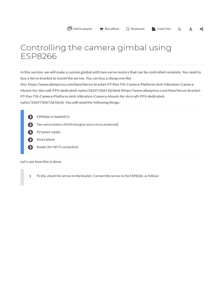 Controlling The Camera Gimbal Using ESP8266 - Building Smart Drones With ESP8266 and Arduino ...