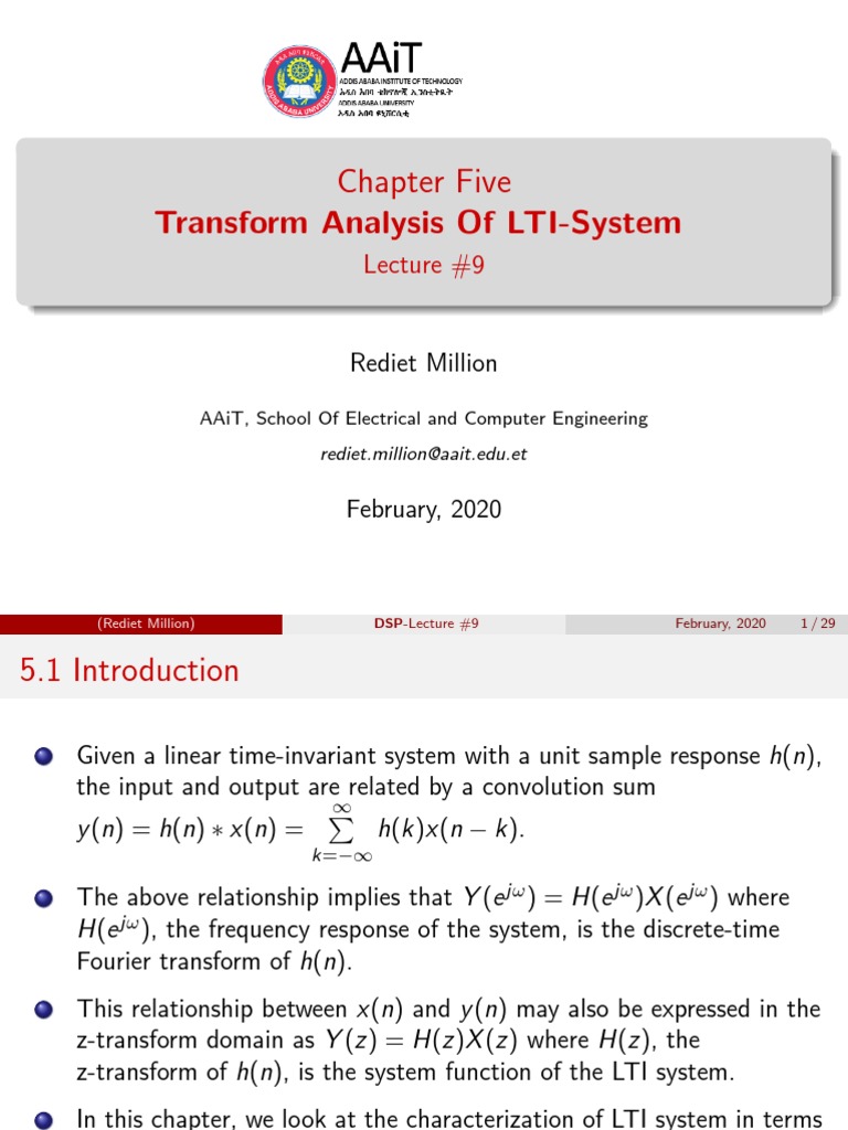 Chapter Five Transform Analysis of LTI-System: Lecture #9 | PDF | Signal Processing | Control ...