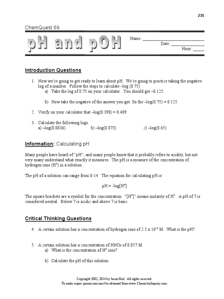 PH and pOH | PDF | Ph | Analysis