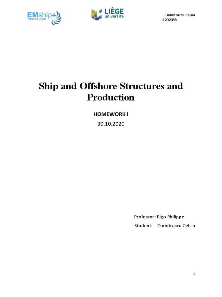 Ship and Offshore Structures and Production: Homework I | PDF | Bending ...