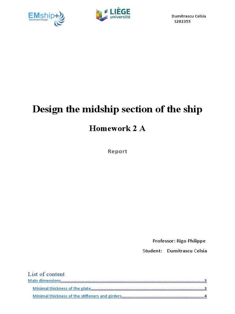 Design The Midship Section of The Ship | PDF | Bending | Classical ...