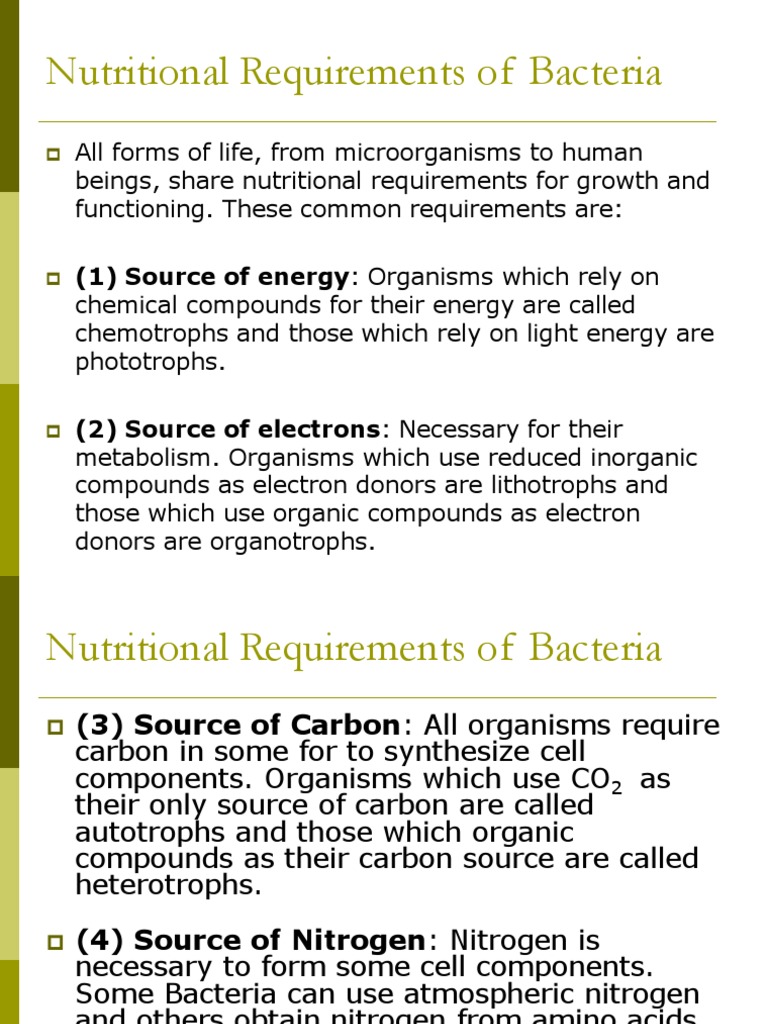 Nutrition - Bacteria | PDF | Chemistry | Physical Sciences