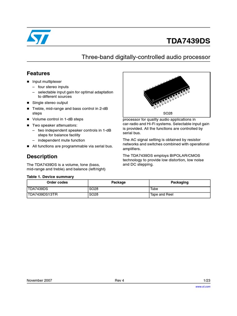 Tda 7439 Ds | PDF | Computer Science | Information And Communications ...