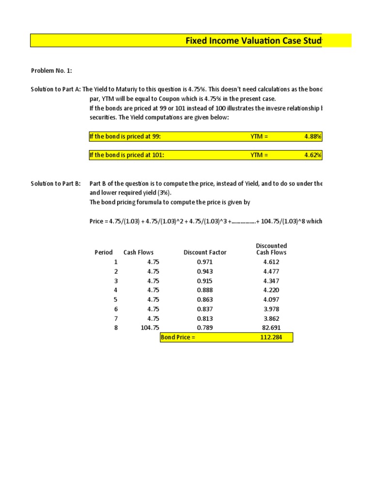 Fixed Income Valuation Case | PDF | Bonds (Finance) | Yield (Finance)