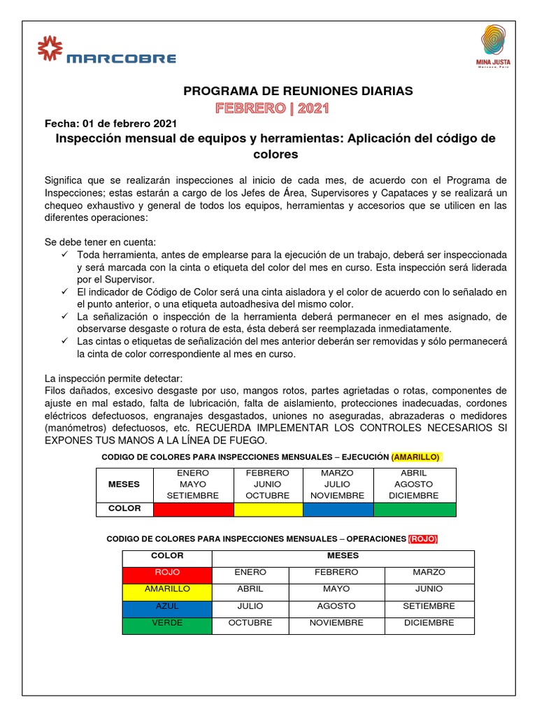 Programa de Charlas Diarias Febrero 2021 MARCOBRE | PDF | Residuos | Contaminación