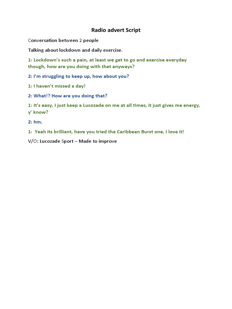 Radio Advert Script | PDF