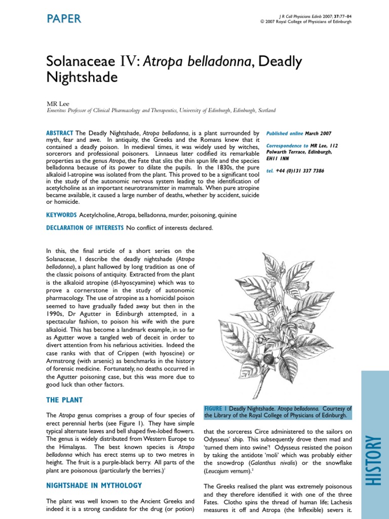 Belladonna Article | PDF | Wellness | Medical
