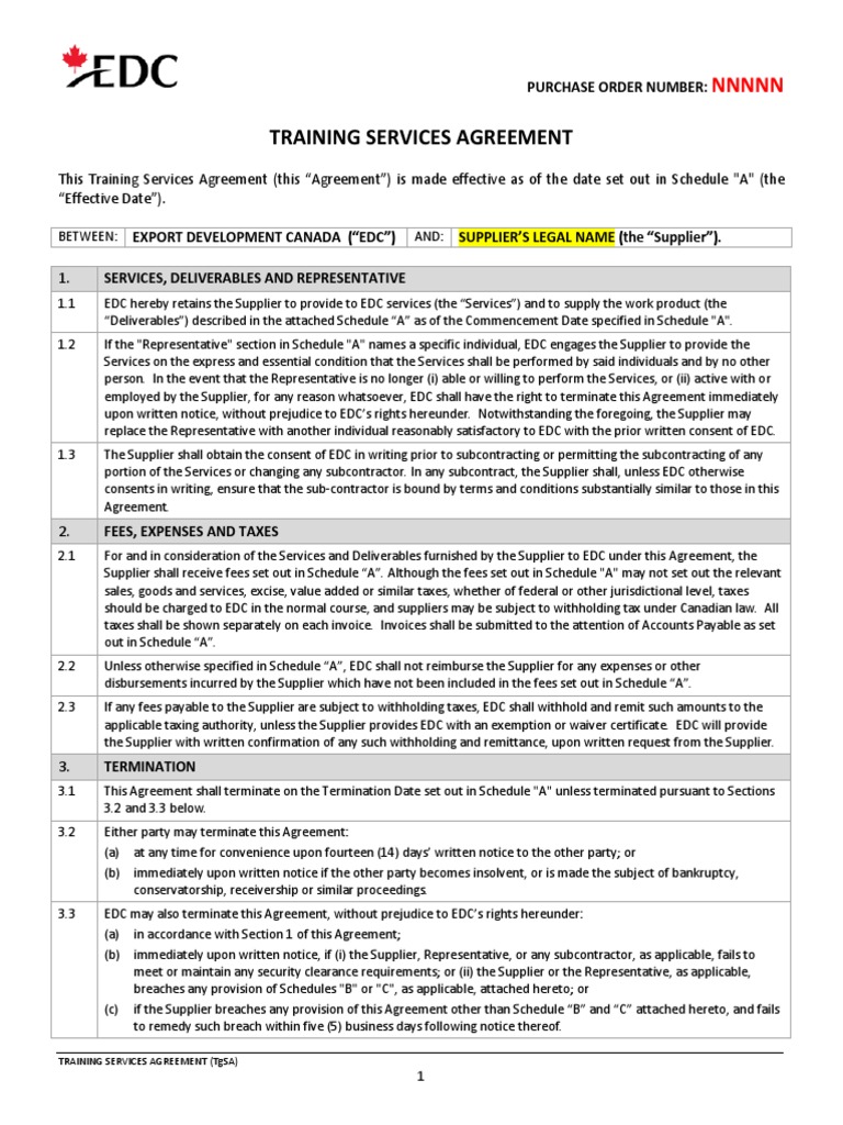 Training Services Agreement | PDF | Indemnity | Know How