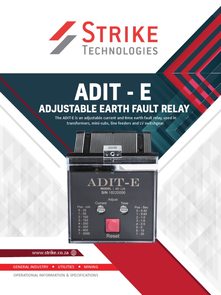 Adit - E: Adjustable Earth Fault Relay | PDF | Relay | Amplifier