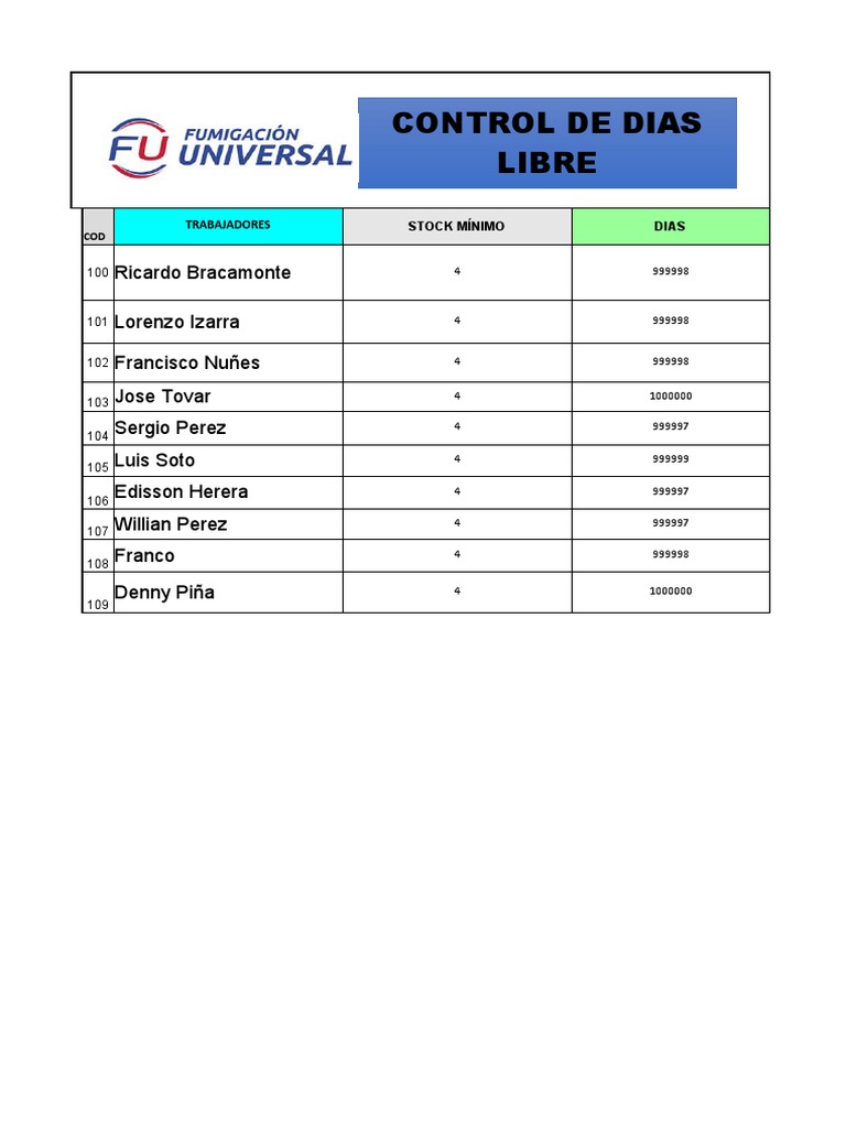 Control de Dias Libre | PDF